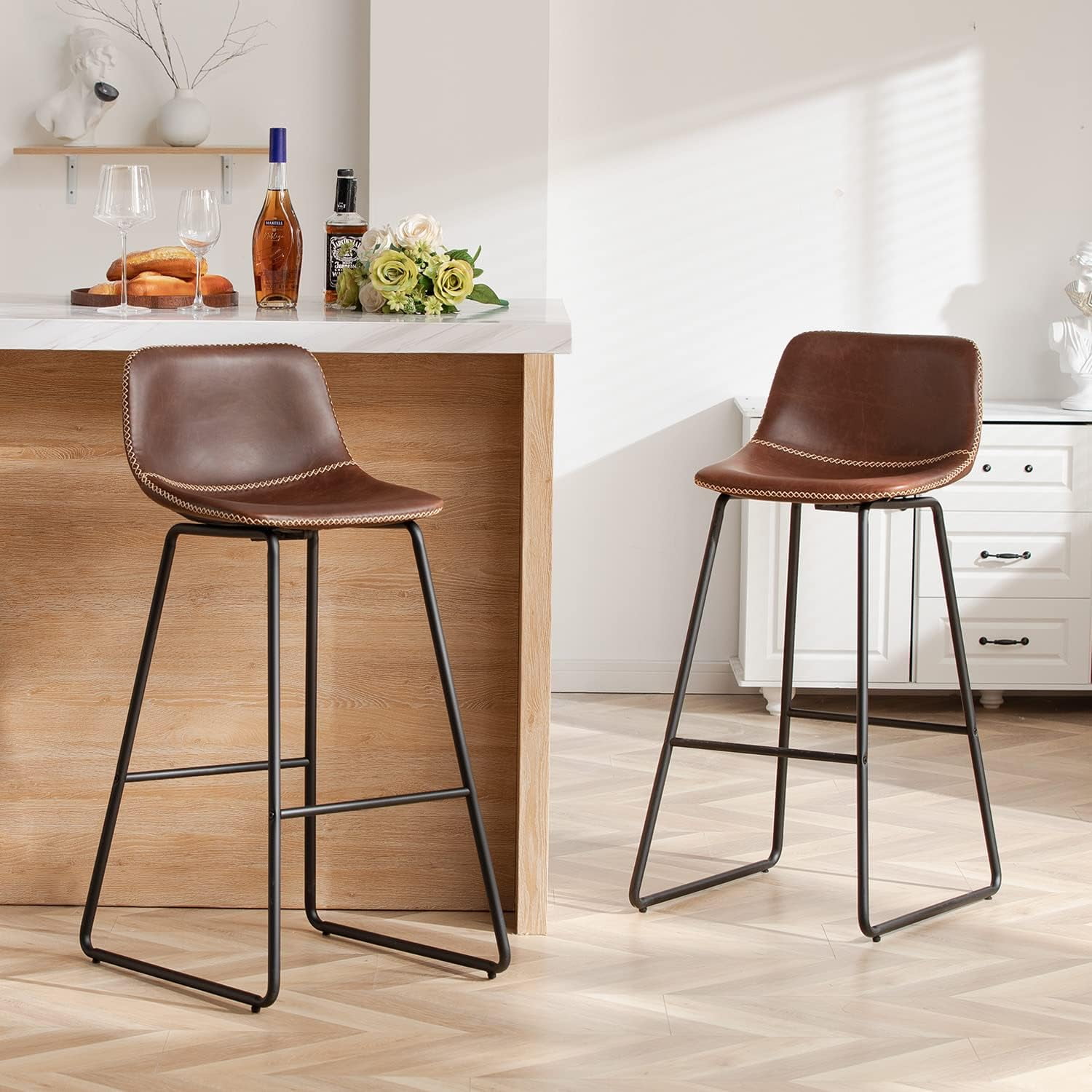 HeuGah Counter Height Bar Stools, Counter Stools with Backs, Modern Bar ...
