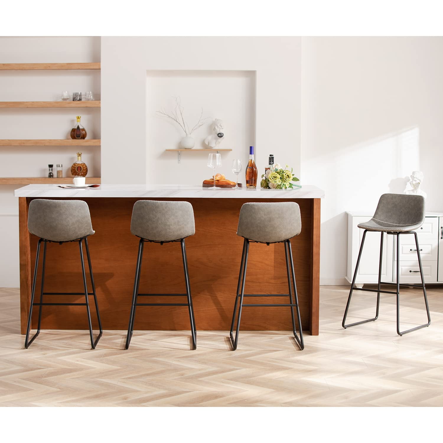 HeuGah Counter Height Bar Stools Set of 4, Counter Stools with Backs ...