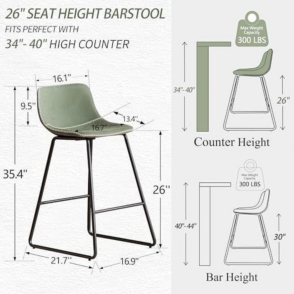 HeuGah Counter Height Bar Stools Set of 2, Counter Stools with Backs ...