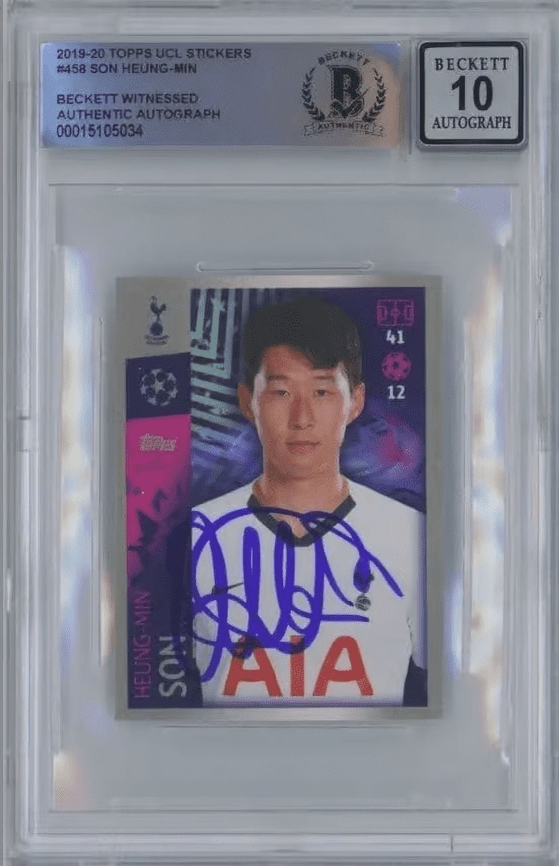 Heung-Min Son Signed 2019-20 Topps Champions League Sticker – BGS 10 ...