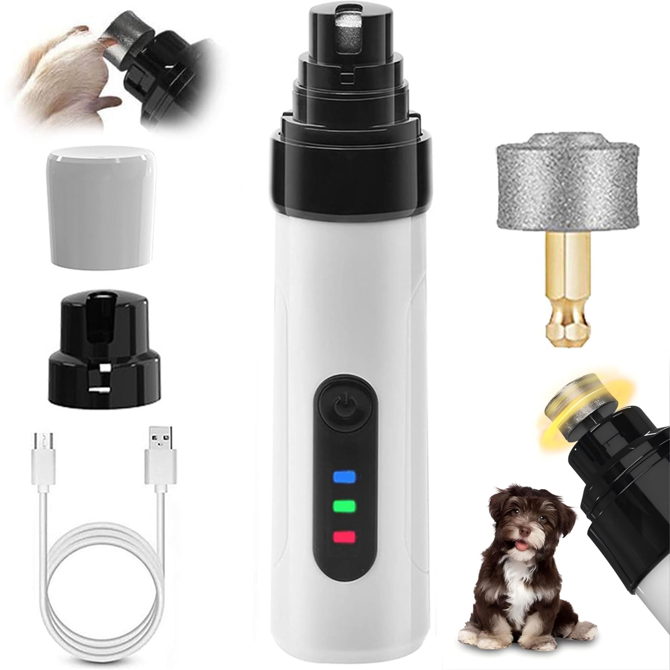 Heusom Dog Nail Grinder - 2-Speed Usb Rechargeable, Grinding Ports, Low ...