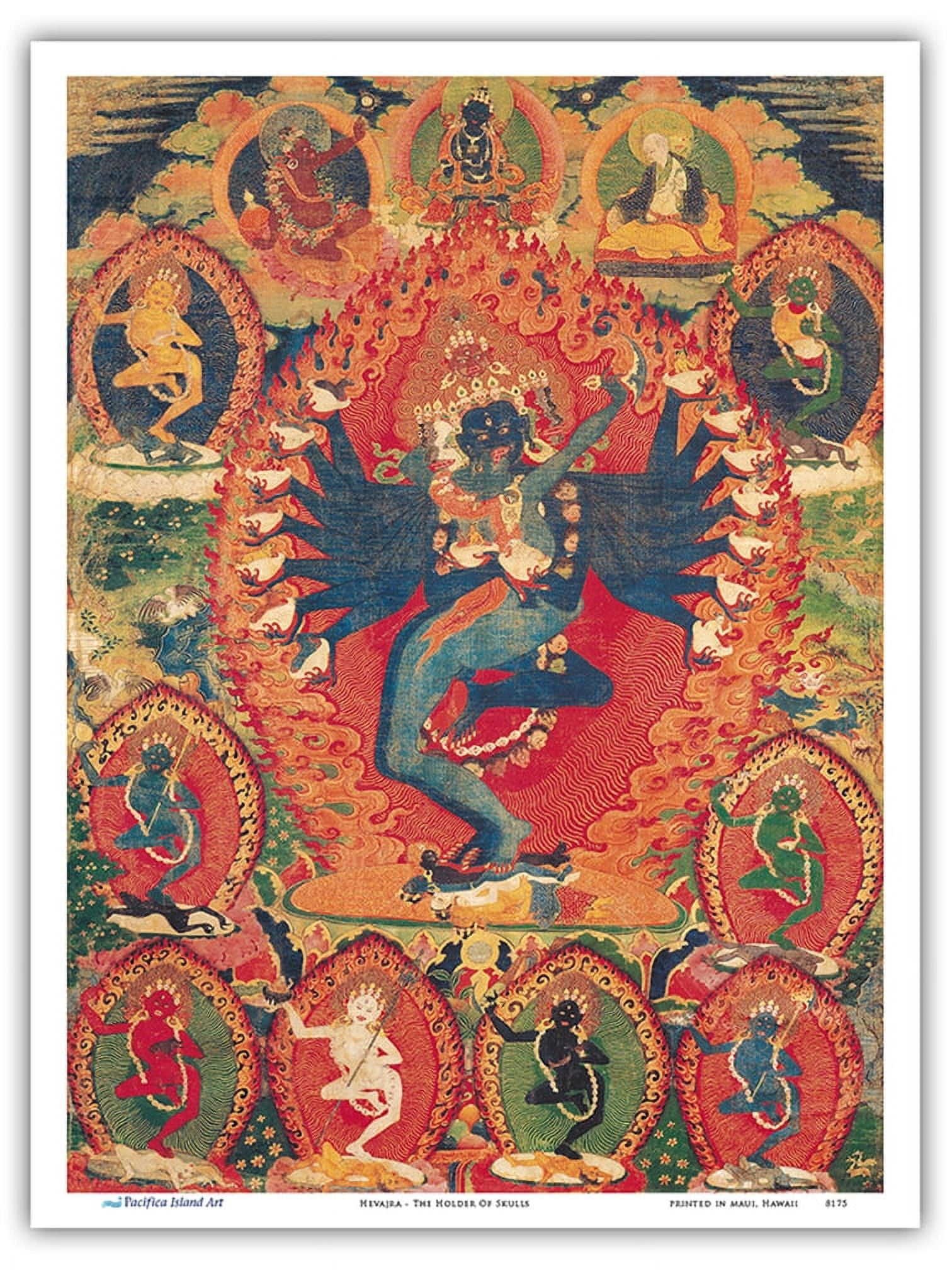 Hevajra - The Holder Of Skulls - Tantra Deity - Vintage Tibetan Thangka ...