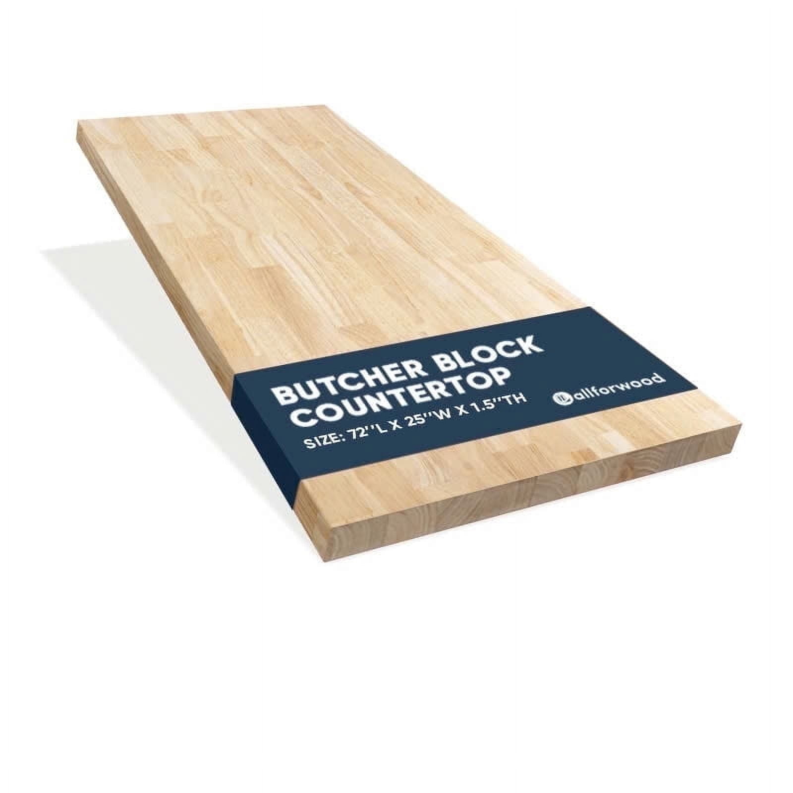 Allforwood Hevea Solid Wood Butcher Block Countertop, Unfinished ...