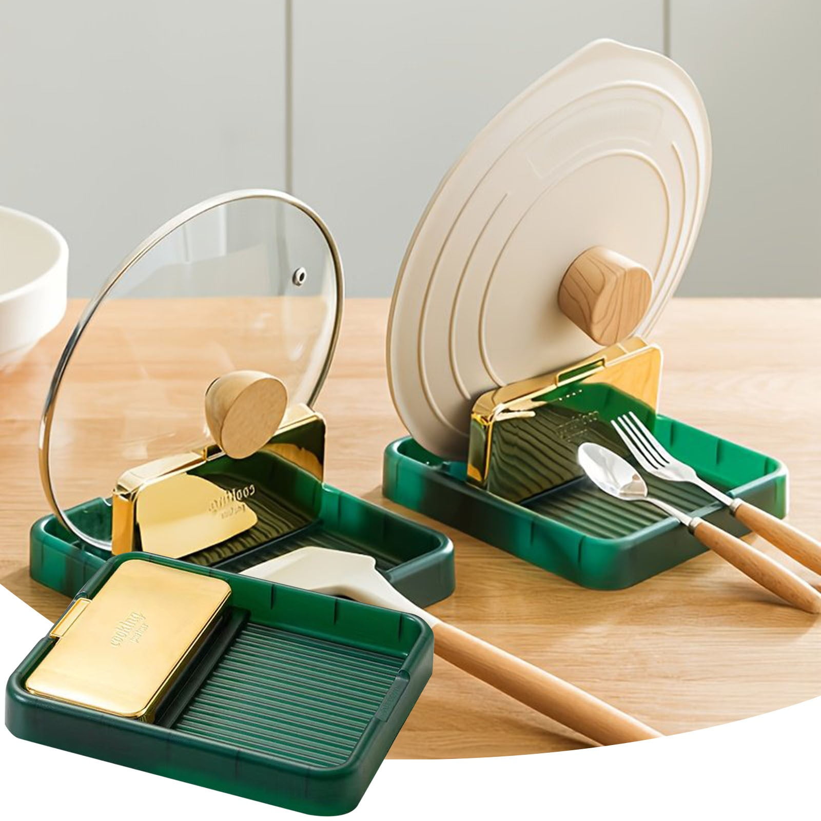 Hewann Folding Pot Lid Rack, Adjustable Spatula Spoon Holder – Space ...