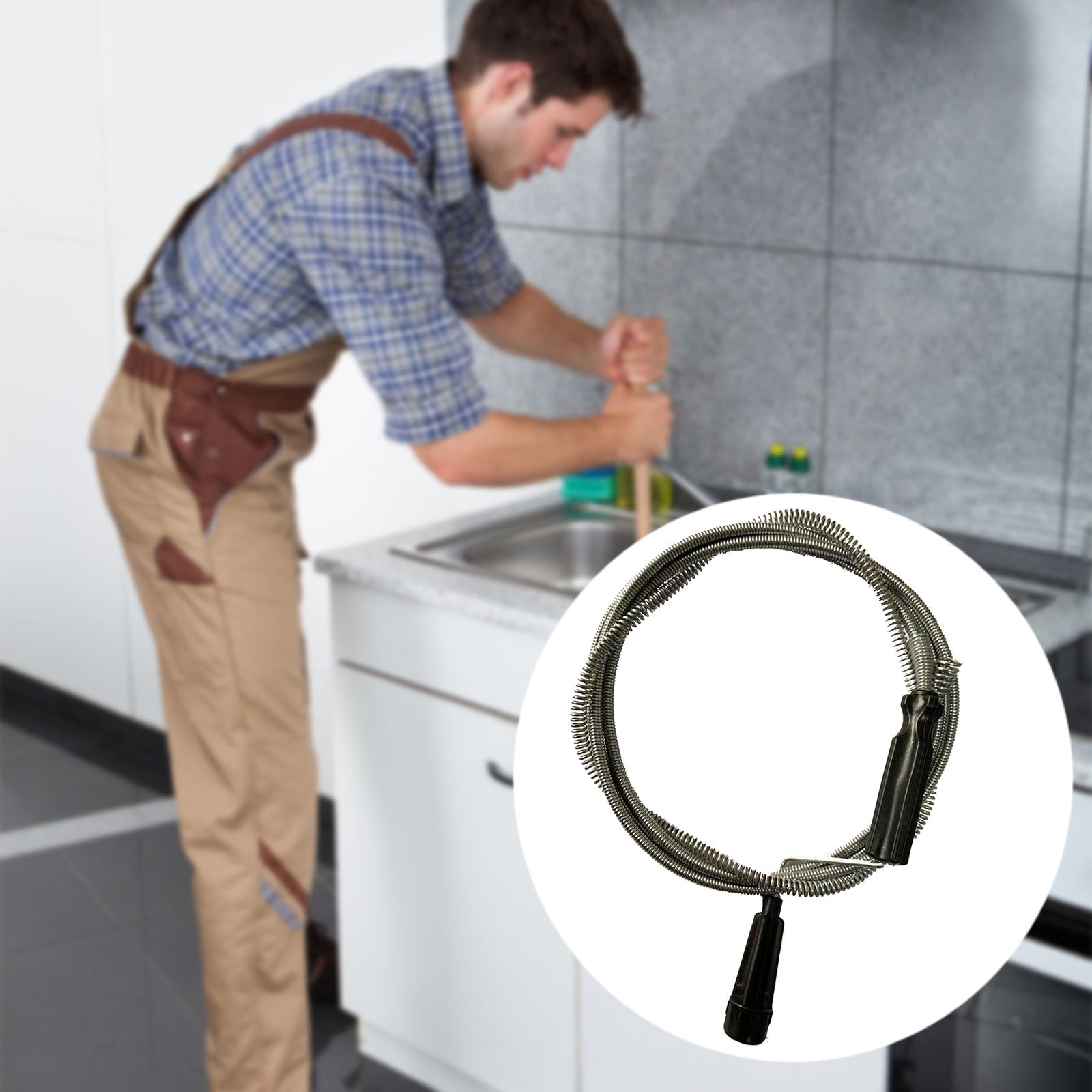 Hewann Plumbing Clog Remover Cleaner Drain Flexible Metal Spring Sink ...