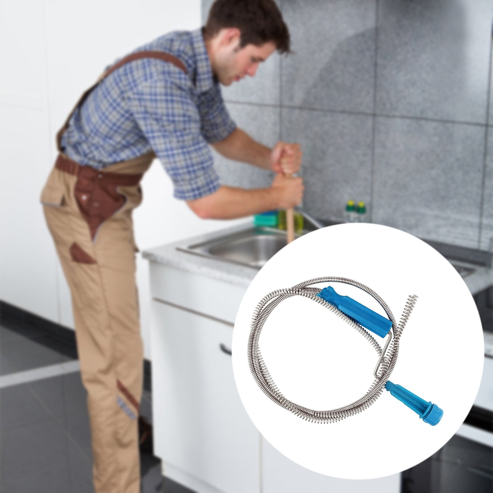 Hewann Plumbing Clog Remover Cleaner Drain Flexible Metal Spring Sink ...