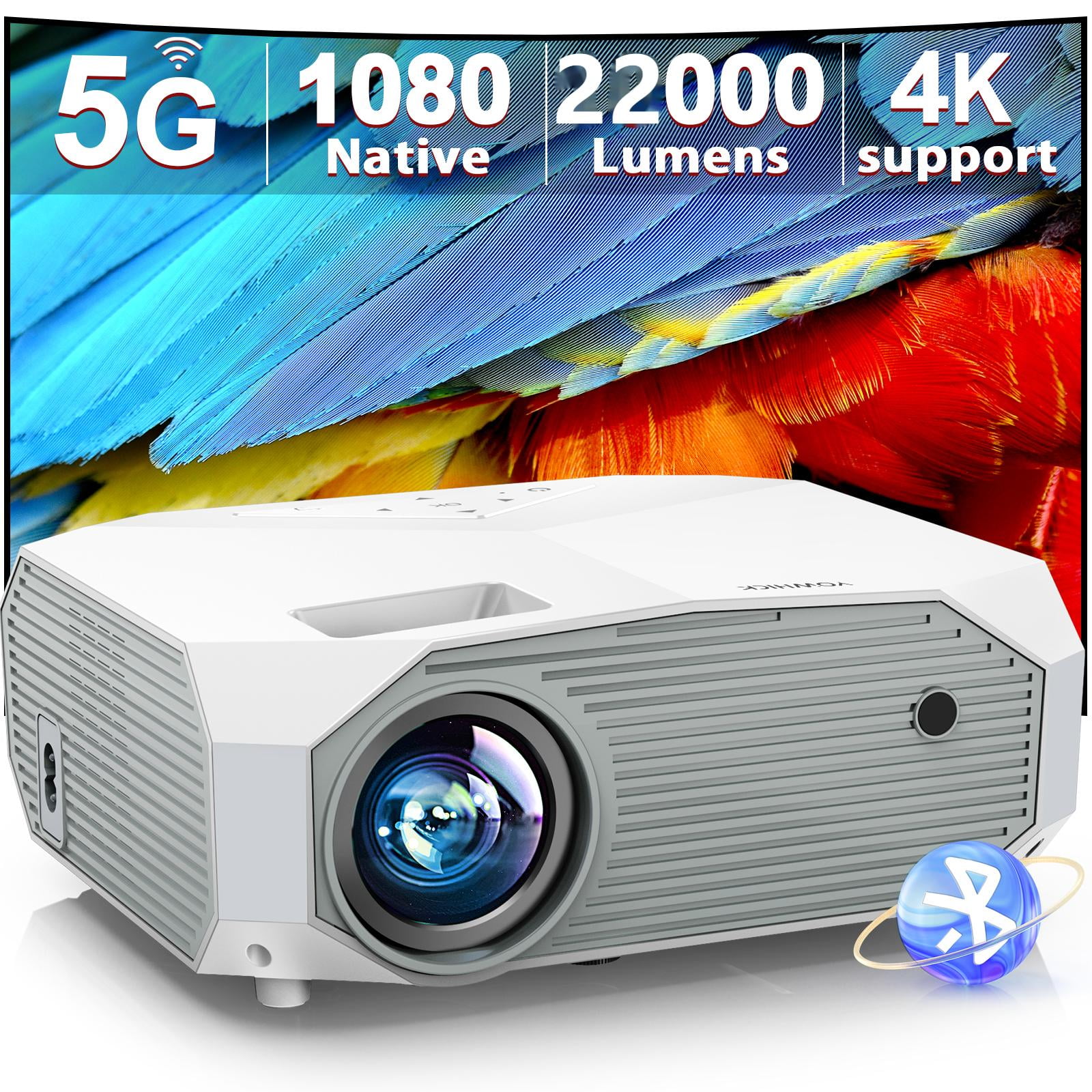 Hewcham 5G WiFi Bluetooth Projector, 22000LM Full HD Movie Projector ...