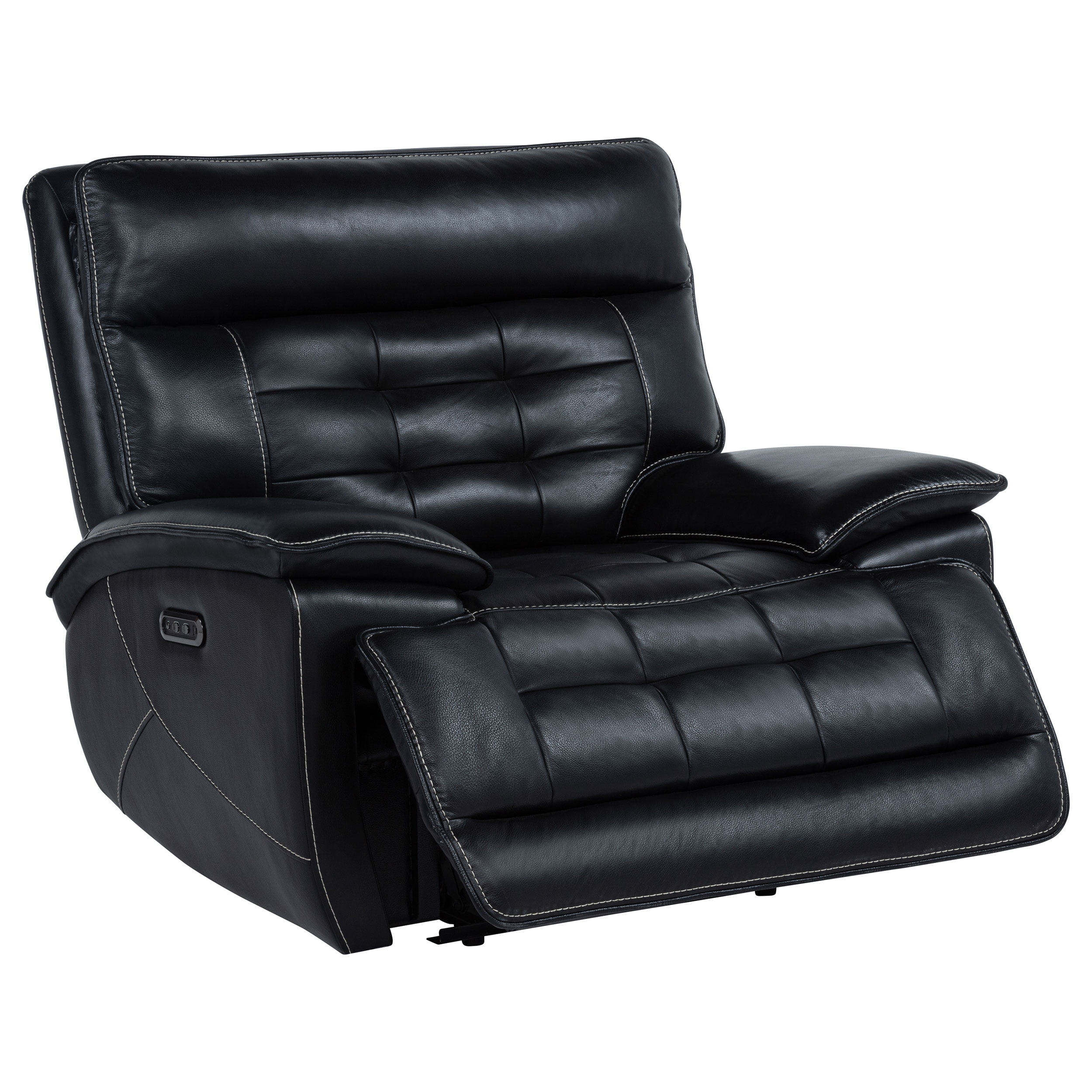 Hewitt Leather Upholstered Dual Power Recliner Chair Black - Walmart.com