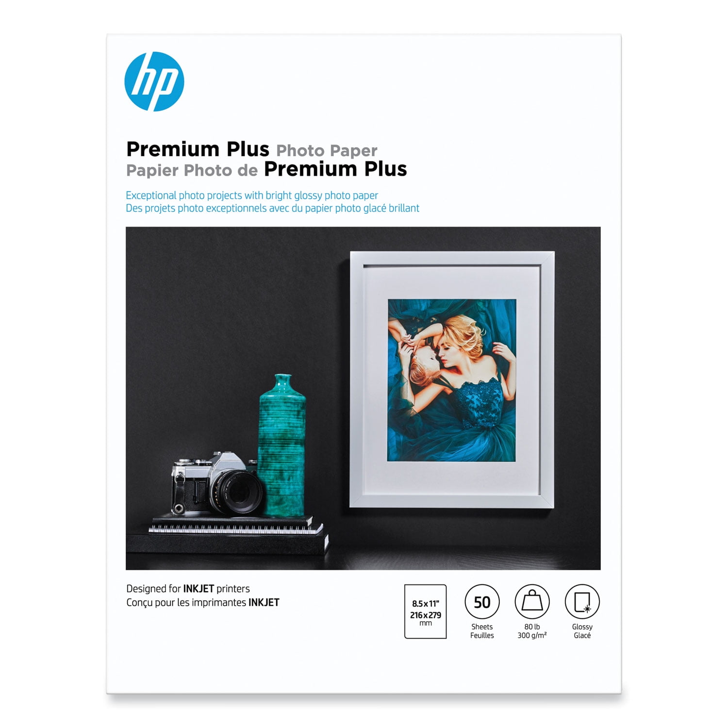Hewlett-Packard Glossy Premium Plus Photo Paper, 8.5x11 in, 50 Sheets ...