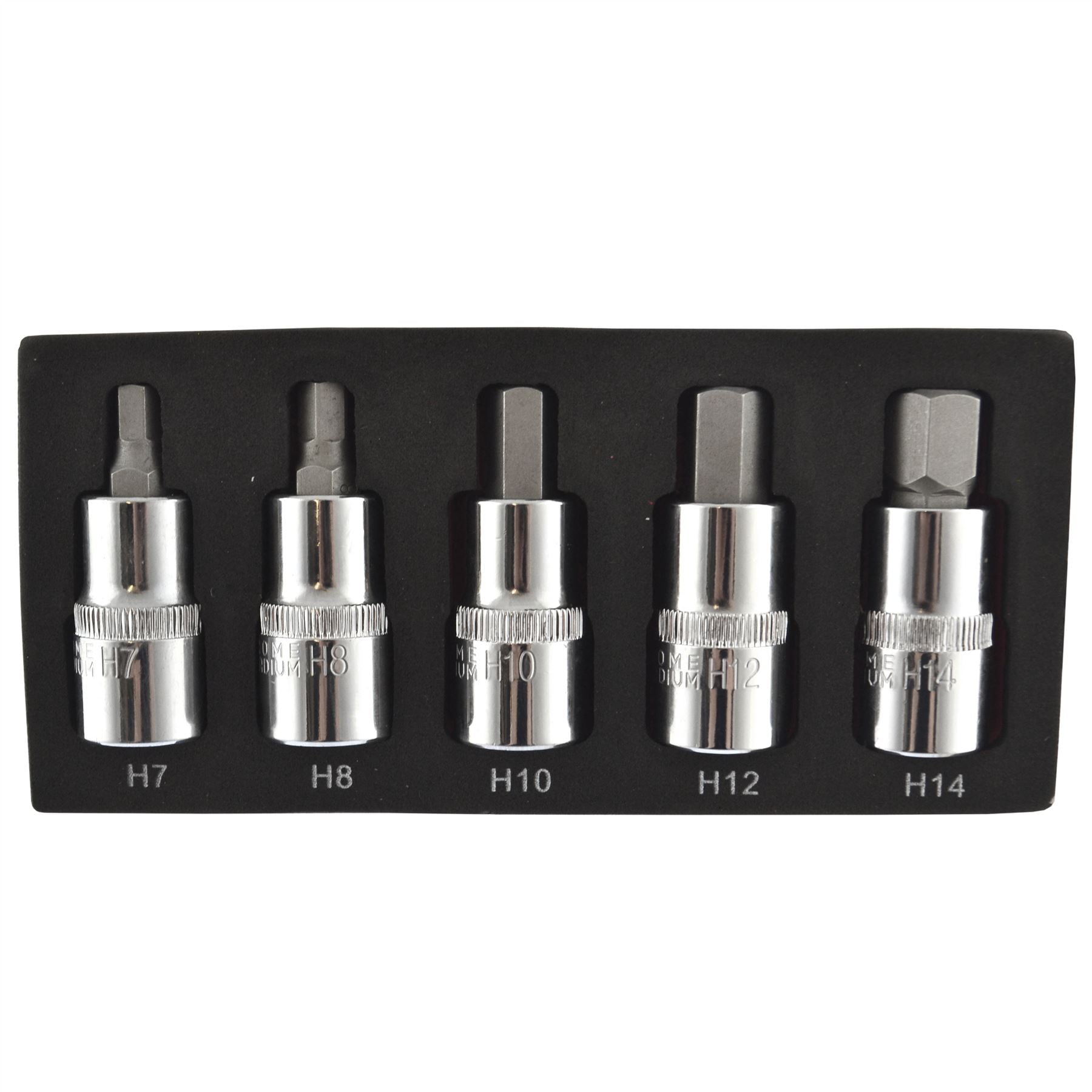 Hex / Allen Sockets Key Bits 1/2" Drive Metric Sizes 7mm - 14mm 5pcs ...