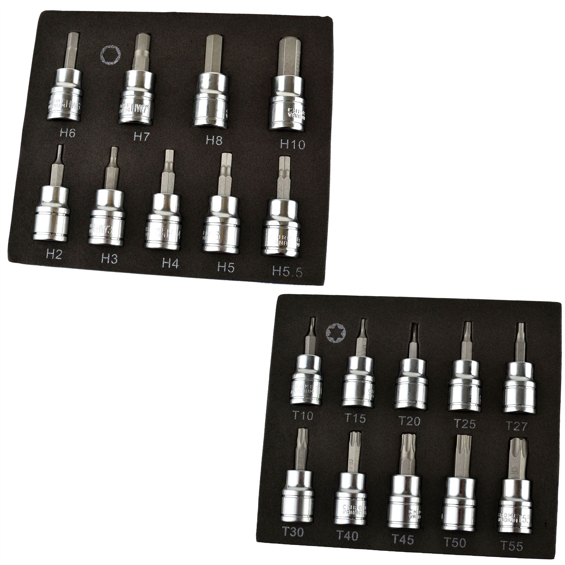 Hex Allen and Torx Star Key Bit Set 3/8" dr Socket H2 - H10 and T10 ...