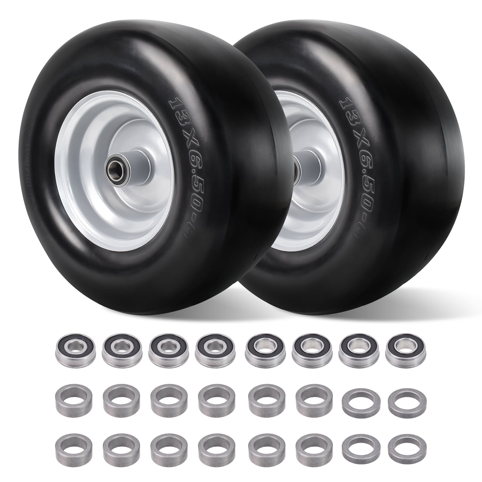 Hex Autoparts 2 Pack 13x6.50-6 Tires Flat Free for Zero Turn, Lawn ...