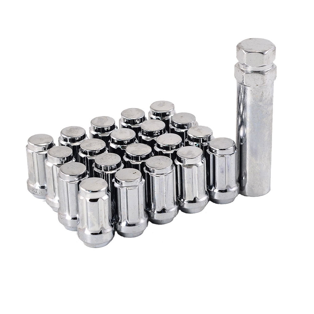 Hex Autoparts (20PCS) 12x1.5 Chrome Spline Tuner Racing Lug Nuts w/Key ...
