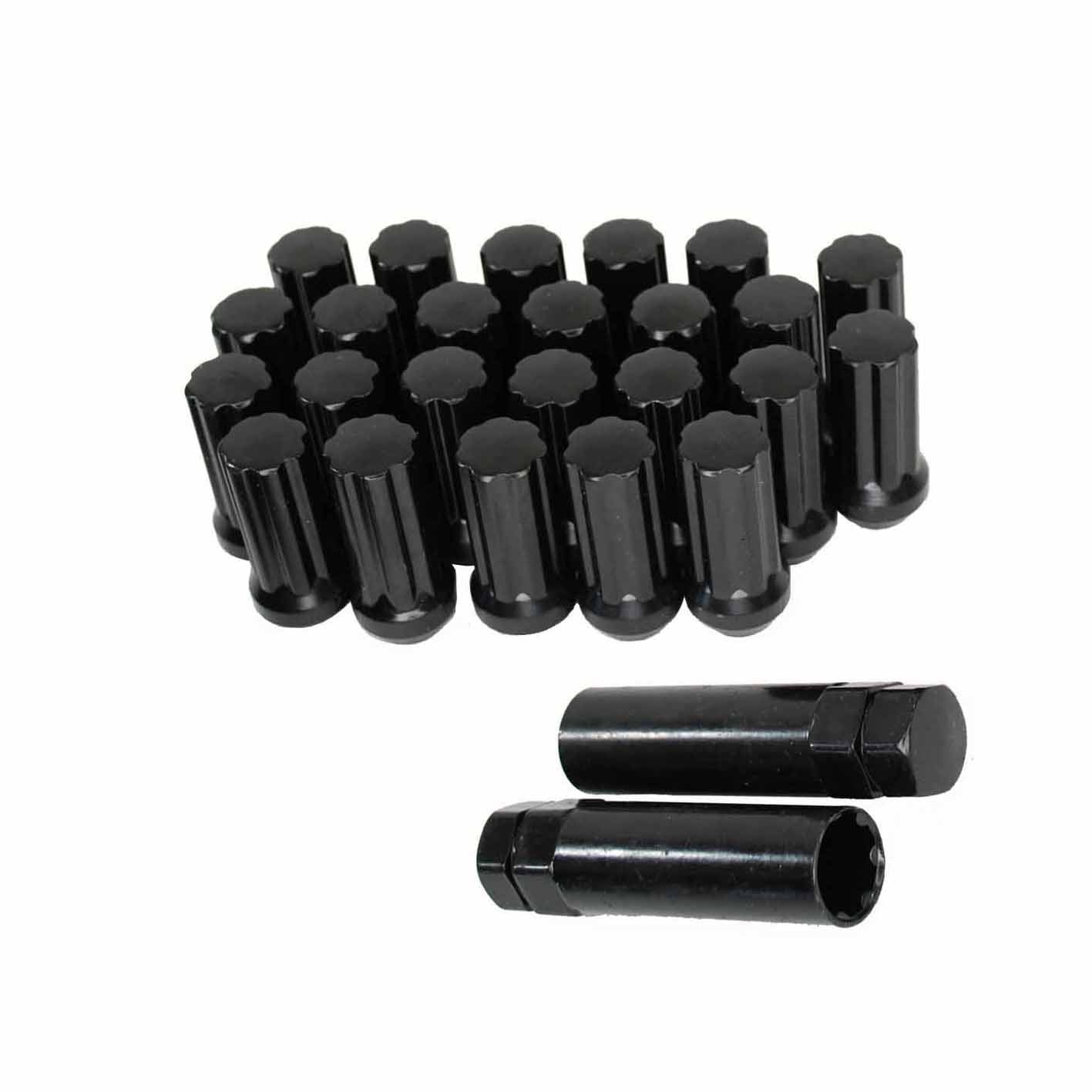 Hex Autoparts (24PCS) 14x1.5 Spline Lug Nuts + 2 Keys for 6 Lug Chevy ...