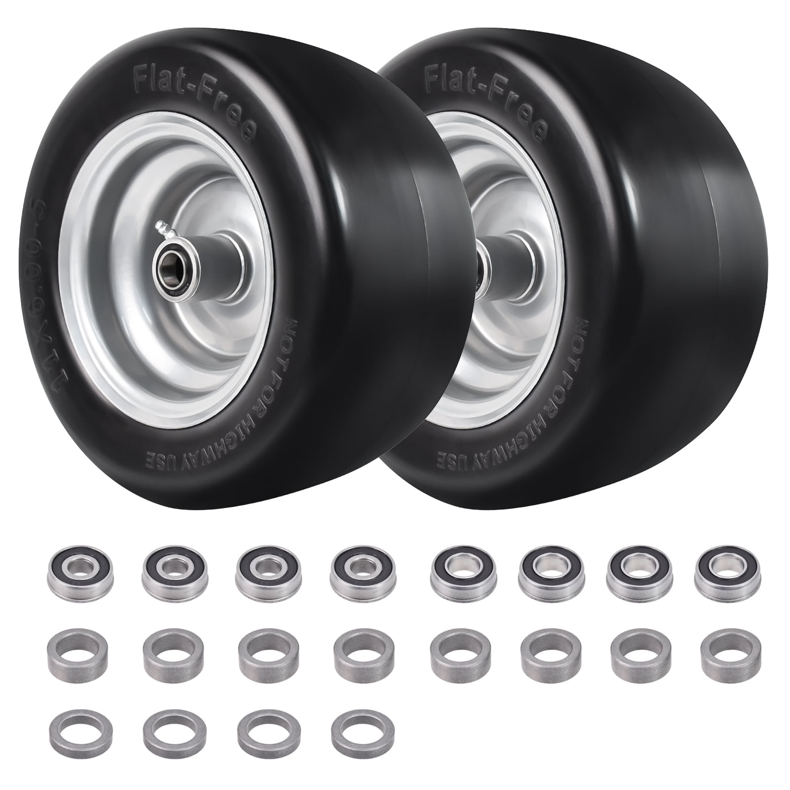 Hex Autoparts 2pcs Universal 11x6.00-5 Flat Free Wheel Tire Solid ...