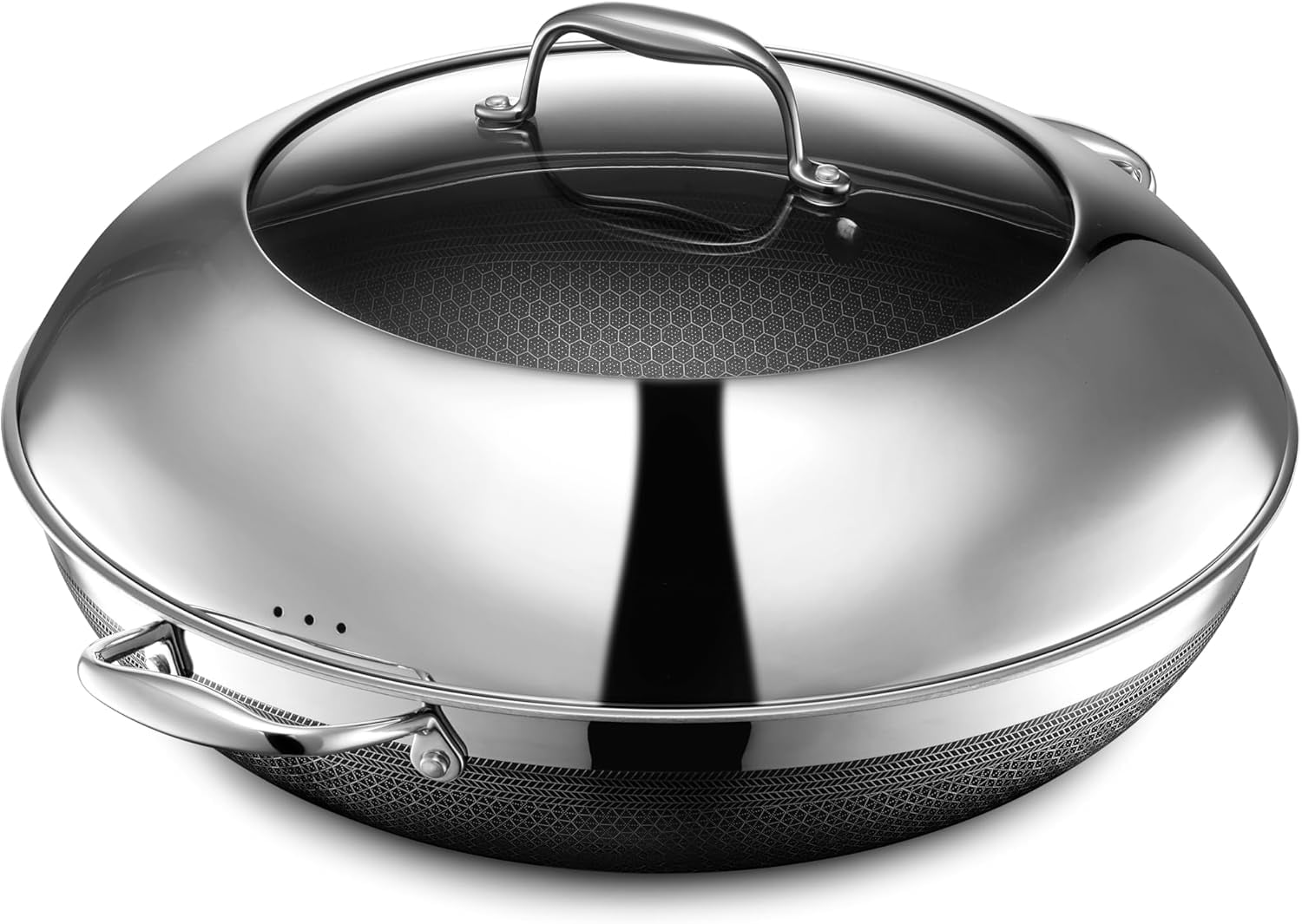Hex=Clad Hybrid Nonstick 14-Inch Wok with Stainless Steel Lid, Stay ...
