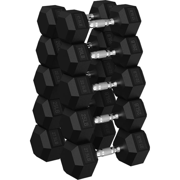 30 LB Hex Dumbbell Set of 2, Hand Weights Dumbbells Pair with Cast Iron ...
