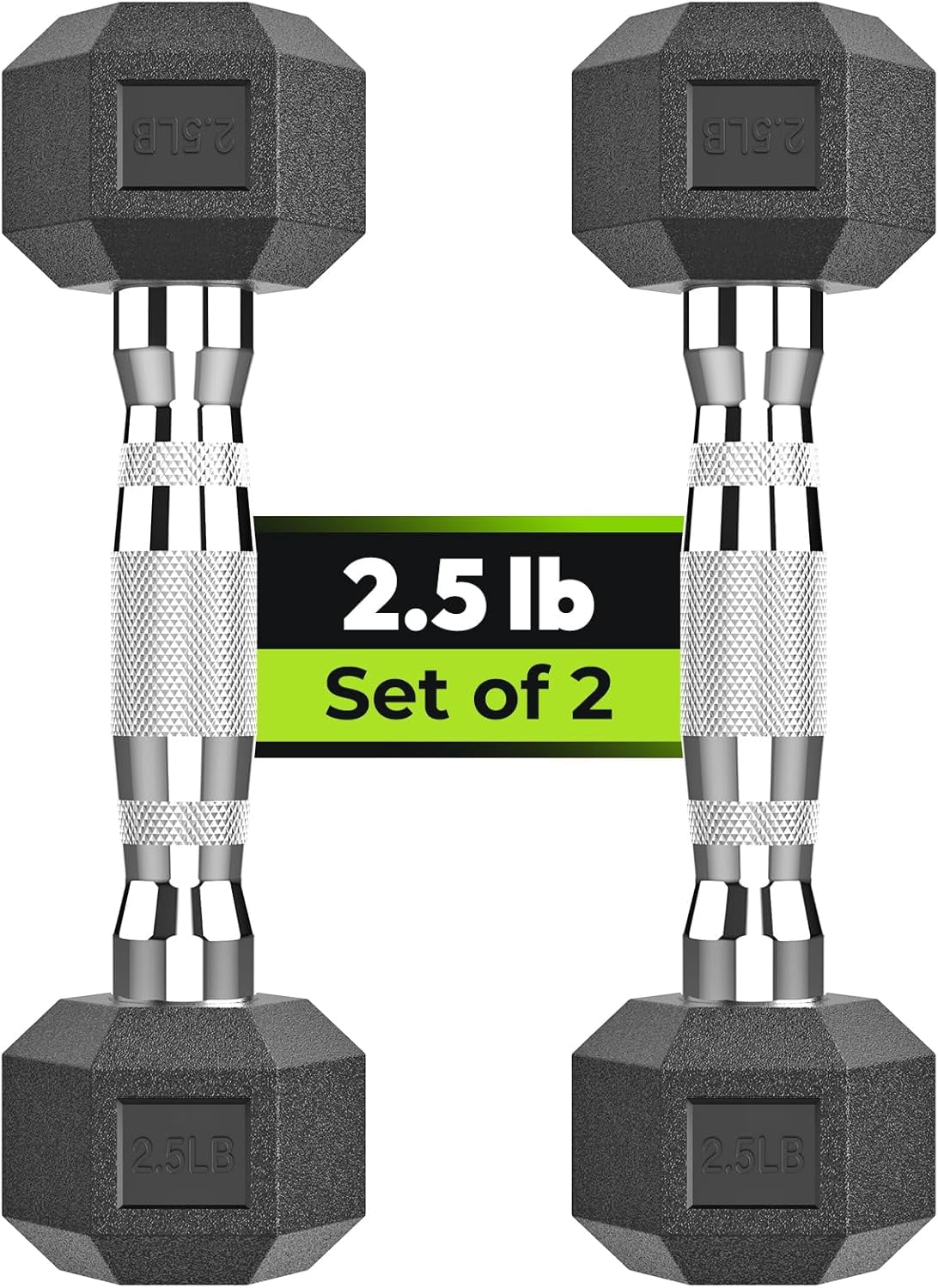 Hex Dumbbell Set, 2.5-125 lb Rubber Encased Exercise & Fitness ...