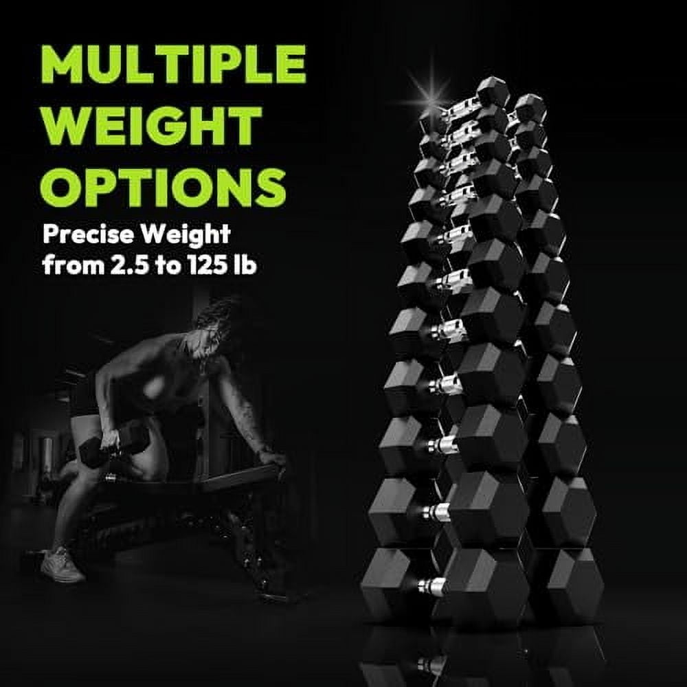 Hex Dumbbell Set 2.5-400 lb, Rubber Encased Exercise & Fitness ...