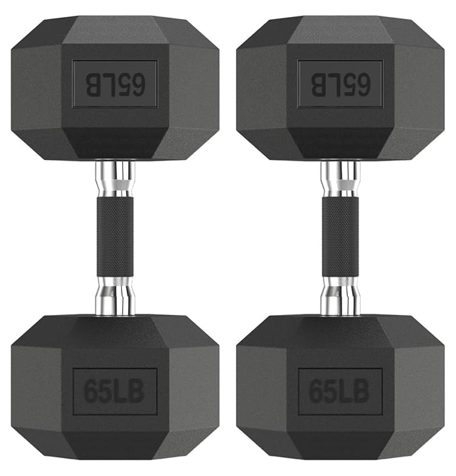 Hex Dumbbell Set 2.5-65 lb, Rubber Encased Dumbbells for Strength ...