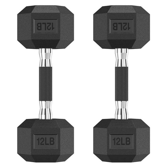 Hex Dumbbell Set, 2.5-65 lb Rubber Encased Exercise & Fitness Dumbbells ...