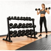 350 lbs Hex Dumbbell Set with Rack, 10-50 lbs Pairs - Rubber Coated ...