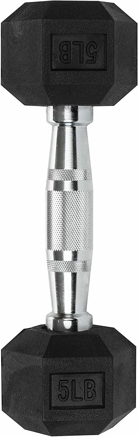 Hex Dumbbells - Heavy Duty PVC Coated Weights, Chrome-Plated Knurled ...