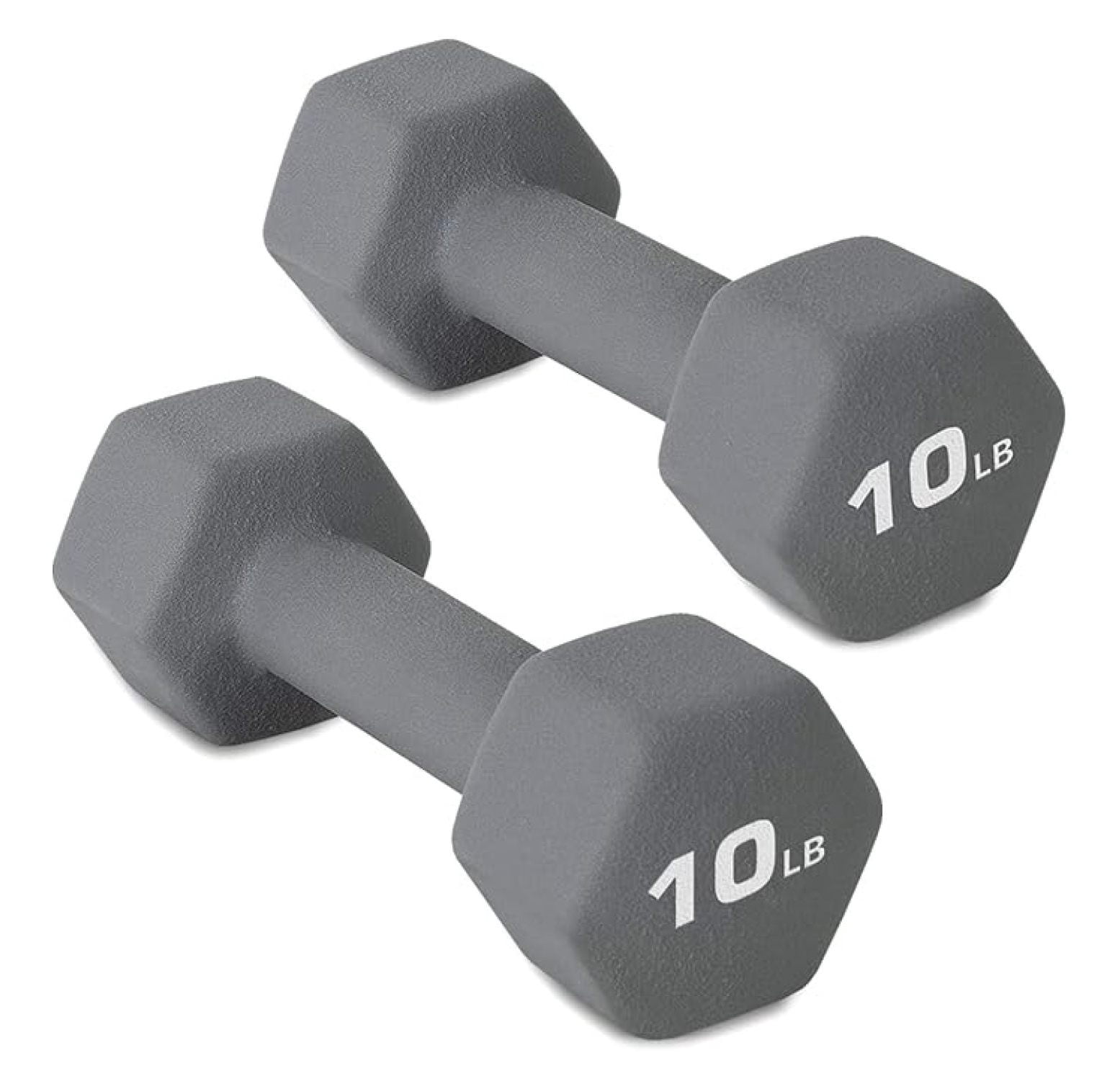 Hex Dumbbells Set 10LB Rubber Coated Cast Iron for Home Gym Strength ...