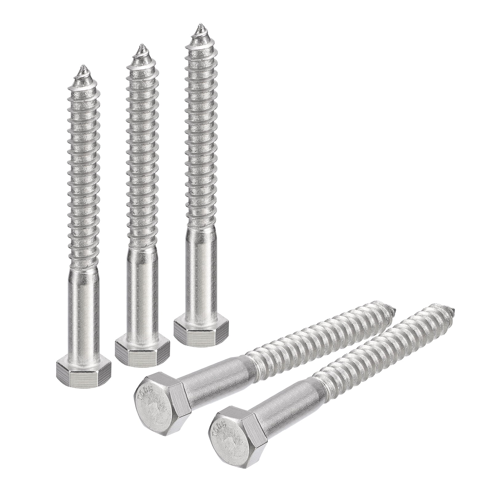 Hex Head Lag Screws Bolts, 1/2" x 5" 304 Stainless Steel Partial Thread ...