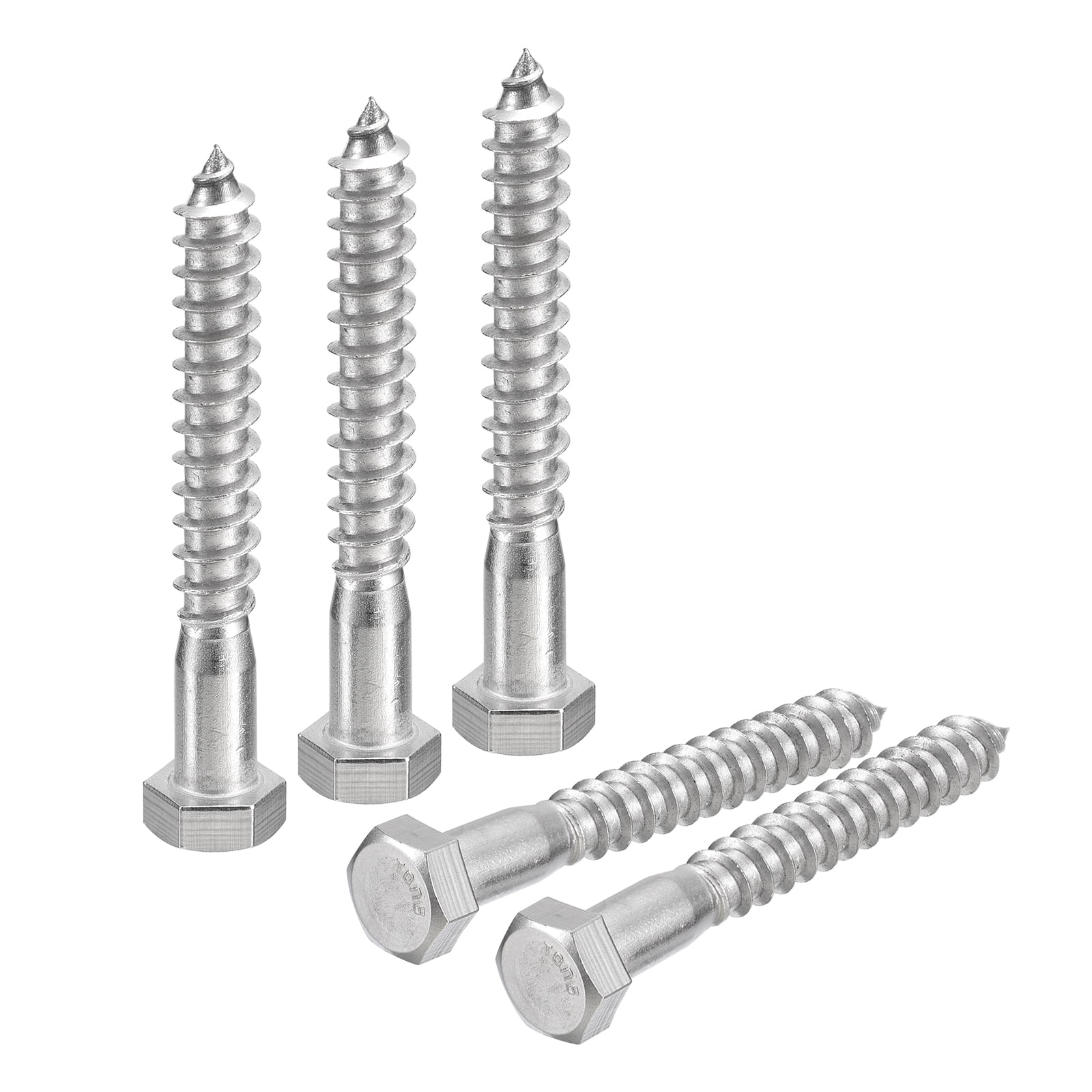Hex Head Lag Screws Bolts, 3/8" x 3" 304 Stainless Steel Partial Thread ...