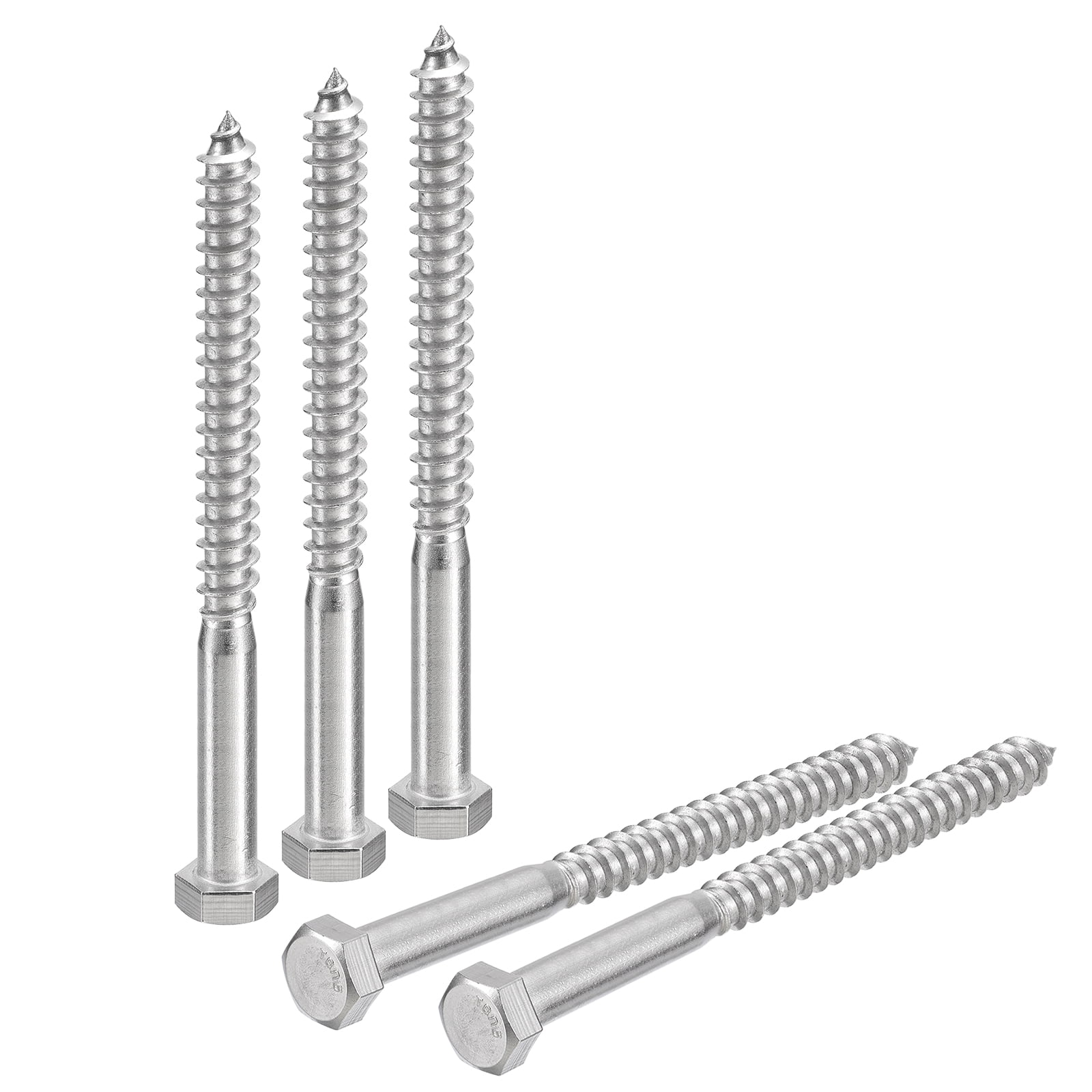 Hex Head Lag Screws Bolts, 3/8" x 5" 304 Stainless Steel Partial Thread ...