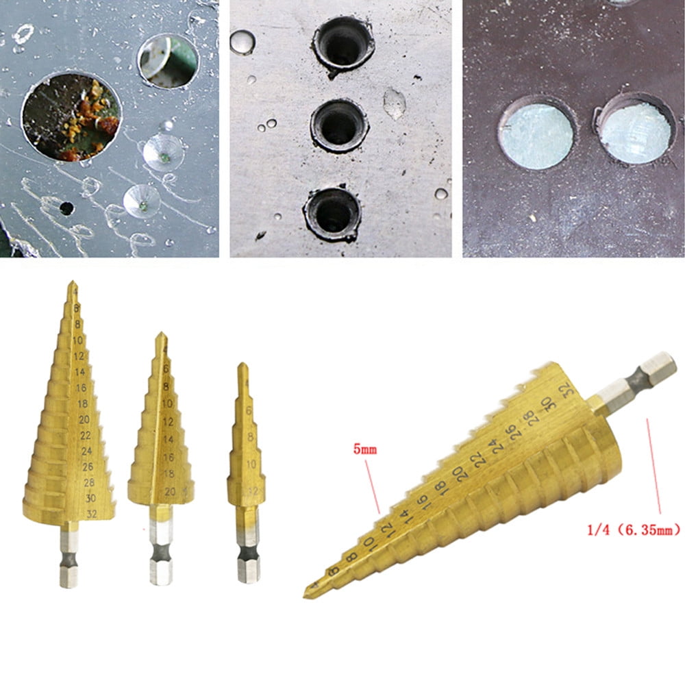 Hex High Speed Steel Titanium Step Cone Drill Bit Hole Cutter HSS Sheet ...