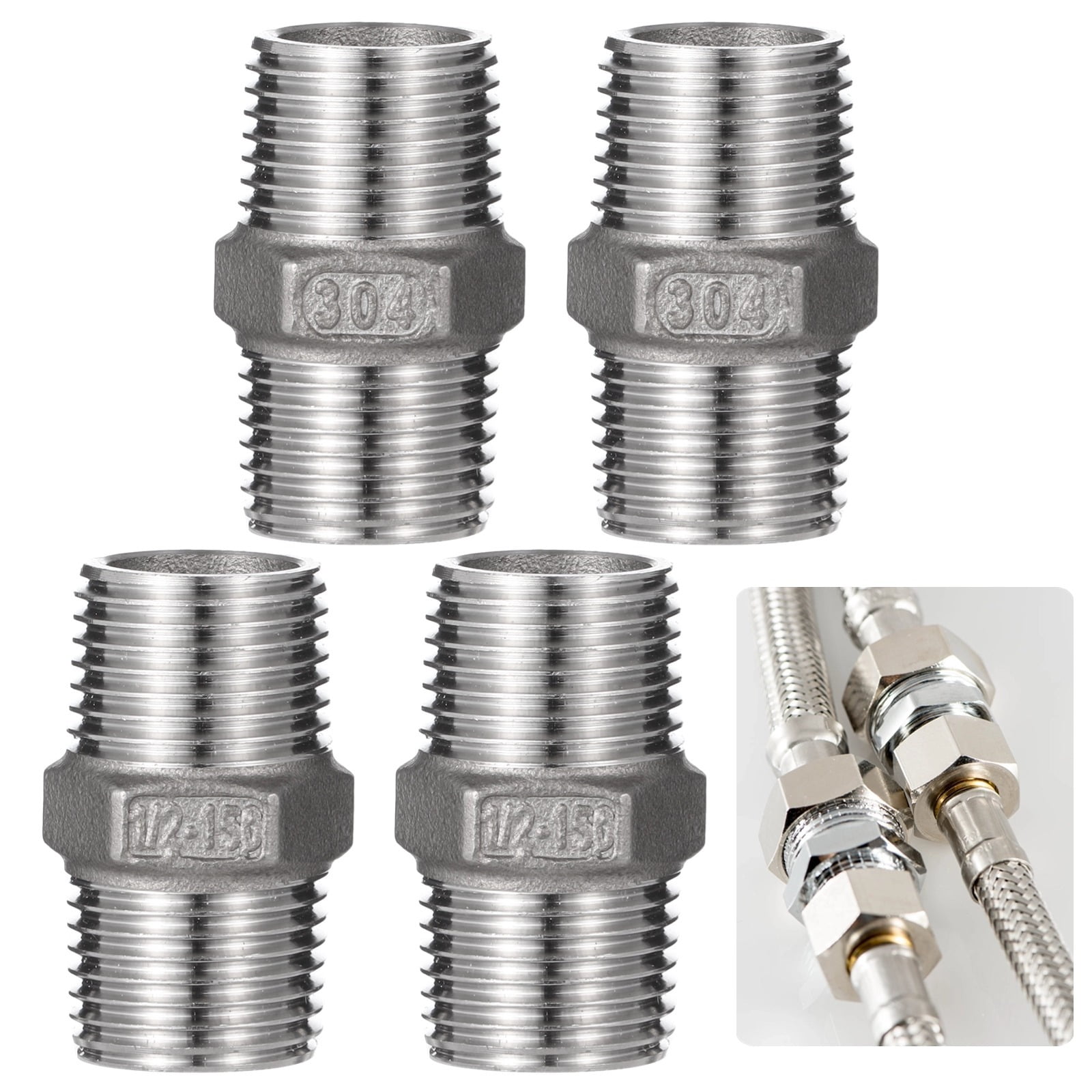 Hex Nipple 1/2" Male x 1/2" Male Pipe Fittings, 4 Pcs 1/2" NPT Male ...