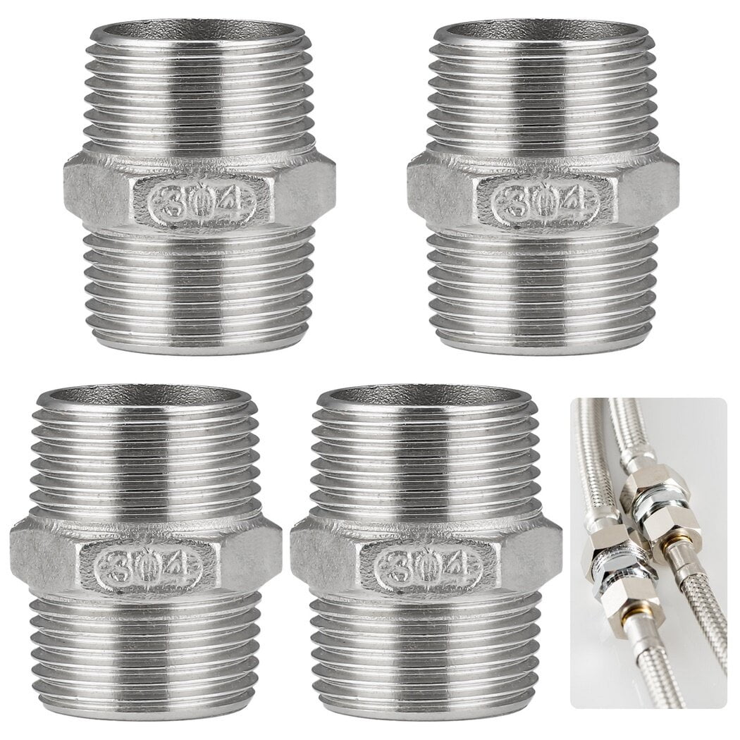 Hex Nipple 1" Male x 1" Male Pipe Fittings, 4PCS 1" NPT Male Threaded ...