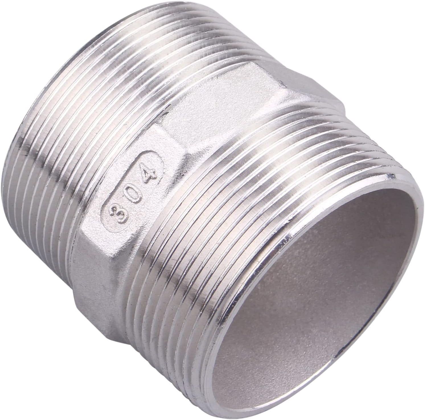 Hex Nipple 2" Male Pipe - Stainless Steel 304 NPT Threaded Adapter Pipe ...