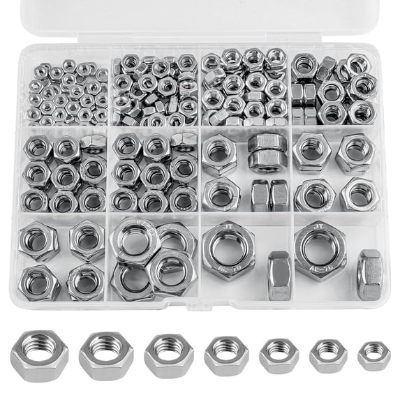 Hex Nuts, 237 Pack M3 M4 M5 M6 M8 M10 M12 304 (A2-70) Stainless Steel ...