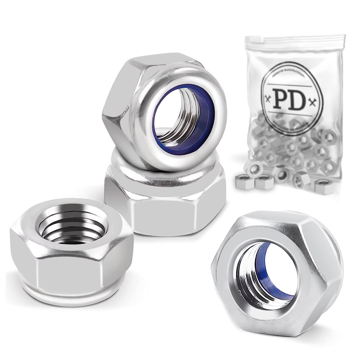 Hex Nuts M8, DIN 985 Hex Nuts A2-70 Stainless Steel Self-Locking Nuts ...