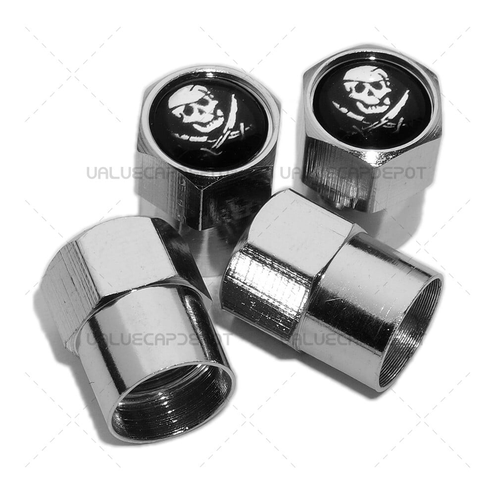 Hex Pirate Skull Logo Car SUV Wheels Tire Air Valve Caps Stem Dust ...