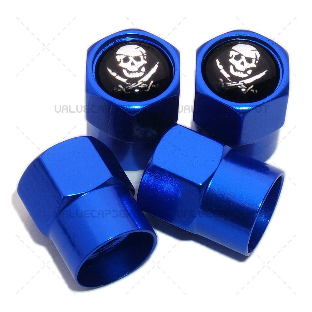 Hex Pirate Skull Logo Car SUV Wheels Tire Air Valve Caps Stem Dust ...