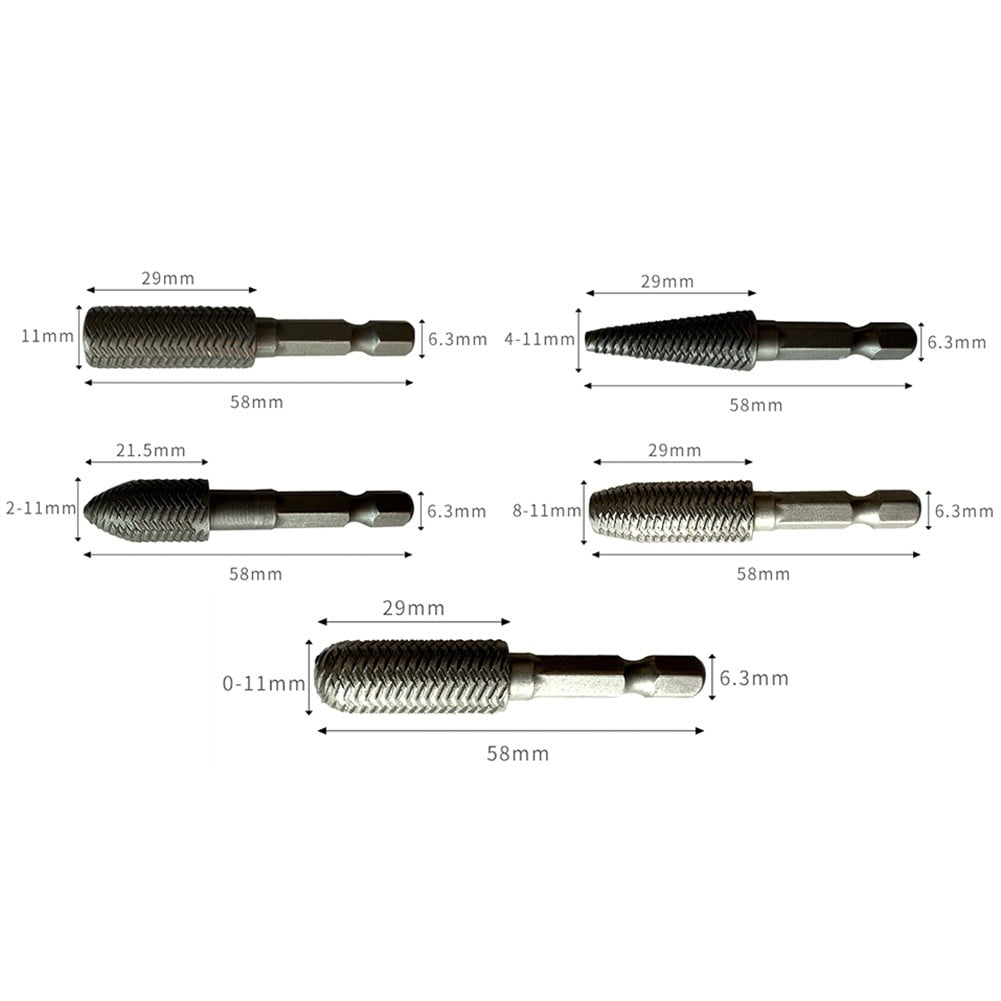 Hex Shank Rotary Steel File Drill Bits Burrs Grinding Grooved Sanding ...