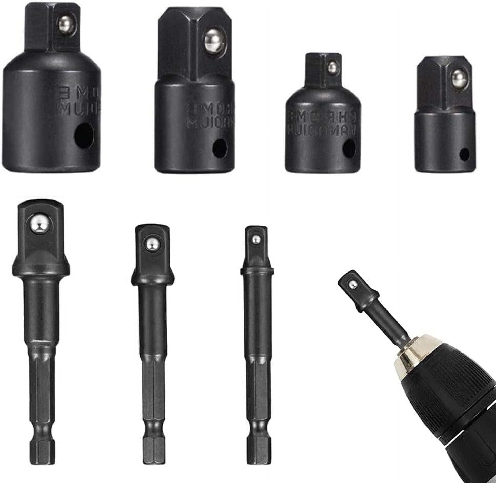 Hex Shank Socket Adapter Set, Impact Ready with Spring Loaded Ball ...