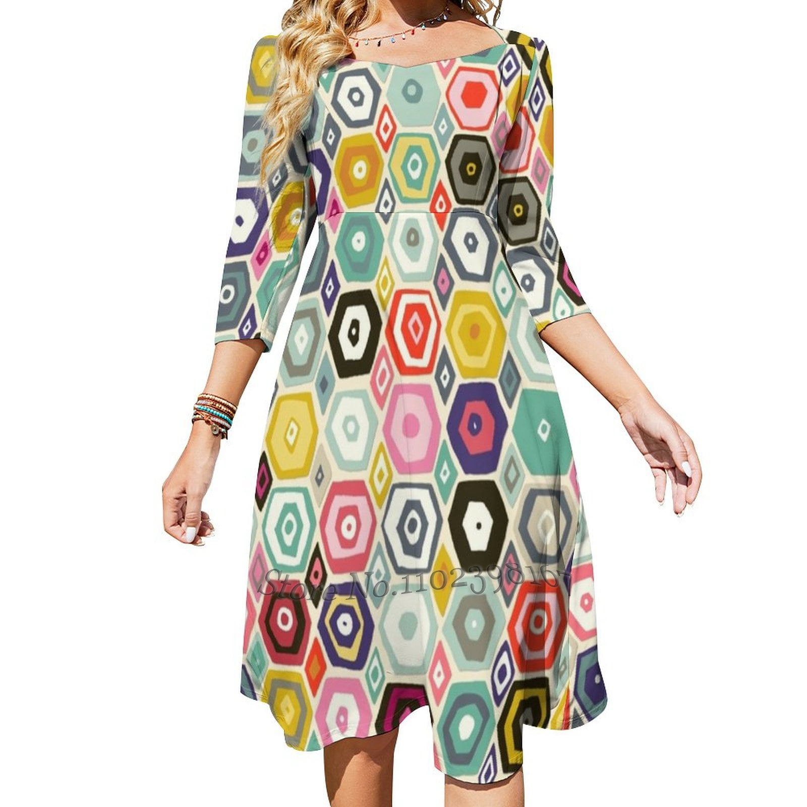 Hex Summer Sweet Elegant Dress Women Korean Kawaii Square Collar Dress ...