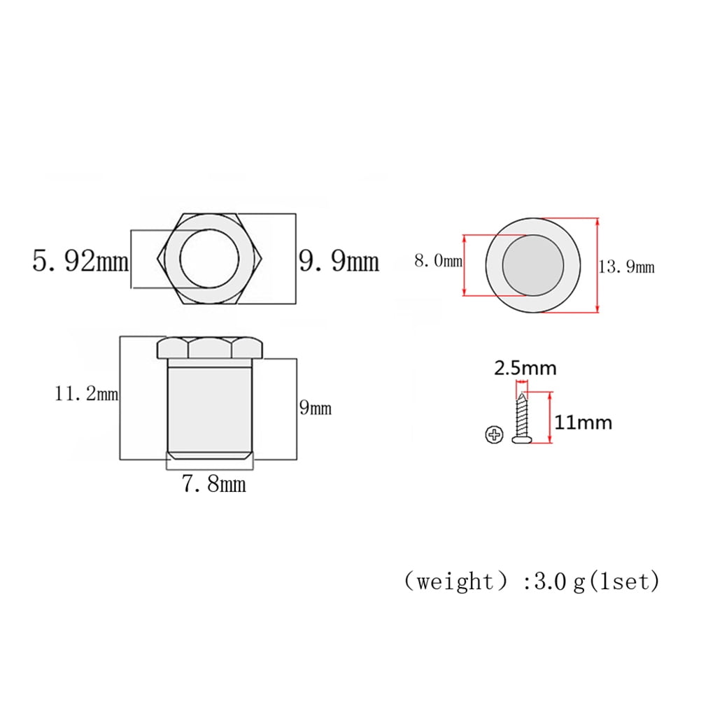 Hex Threaded Bushing for Guitar Tuning Peg,1 Set 10Pcs Hex Threaded ...