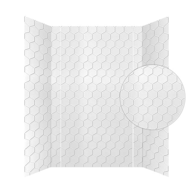 Hex Tile PVC Glue-up Tub and Shower Wall Panels Surround in Gloss White ...