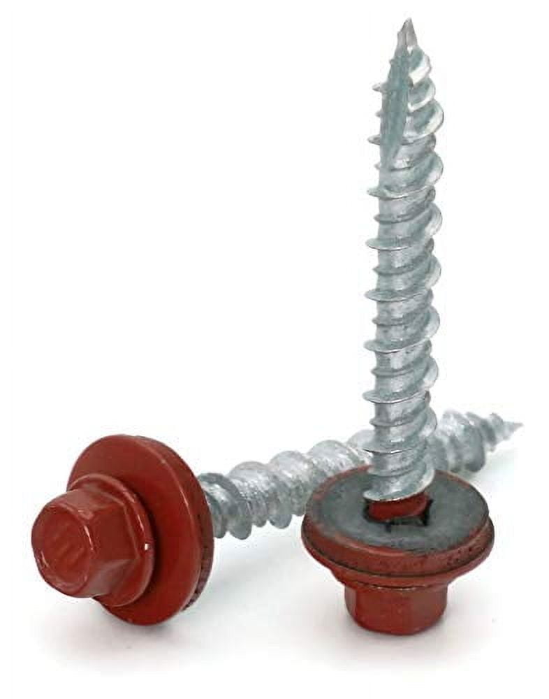 Hex Washer Head Hi-Lo Thread Mechanical Galvanized Roofing Screws Red ...