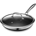 HexClad 10 inch Nonstick Hybrid Stainless Steel Frying Pan with Glass Lid for Large Cooking ...