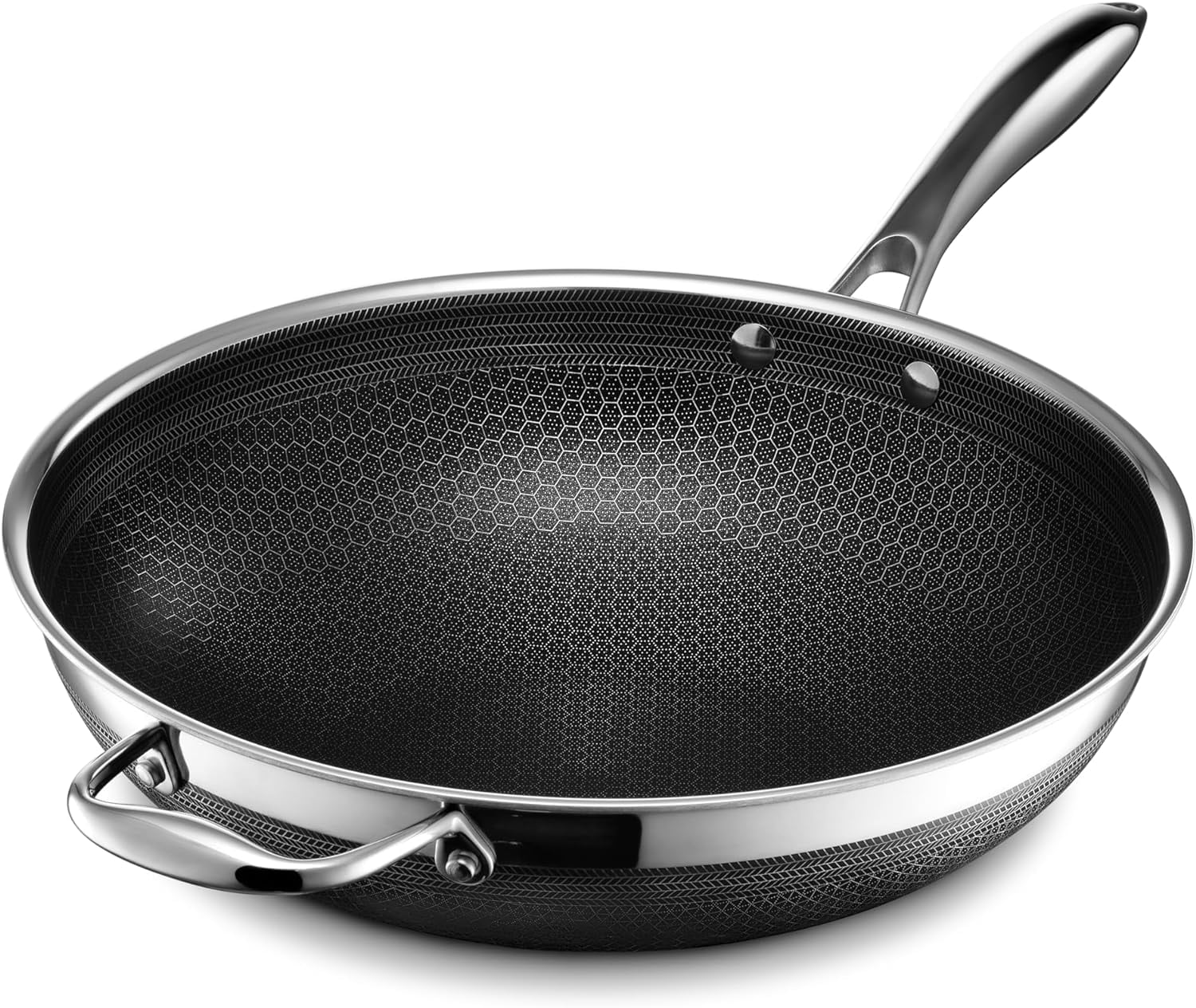 HexClad Hybrid Nonstick 12-Inch Wok, Stay-Cool Handle, Dishwasher and ...