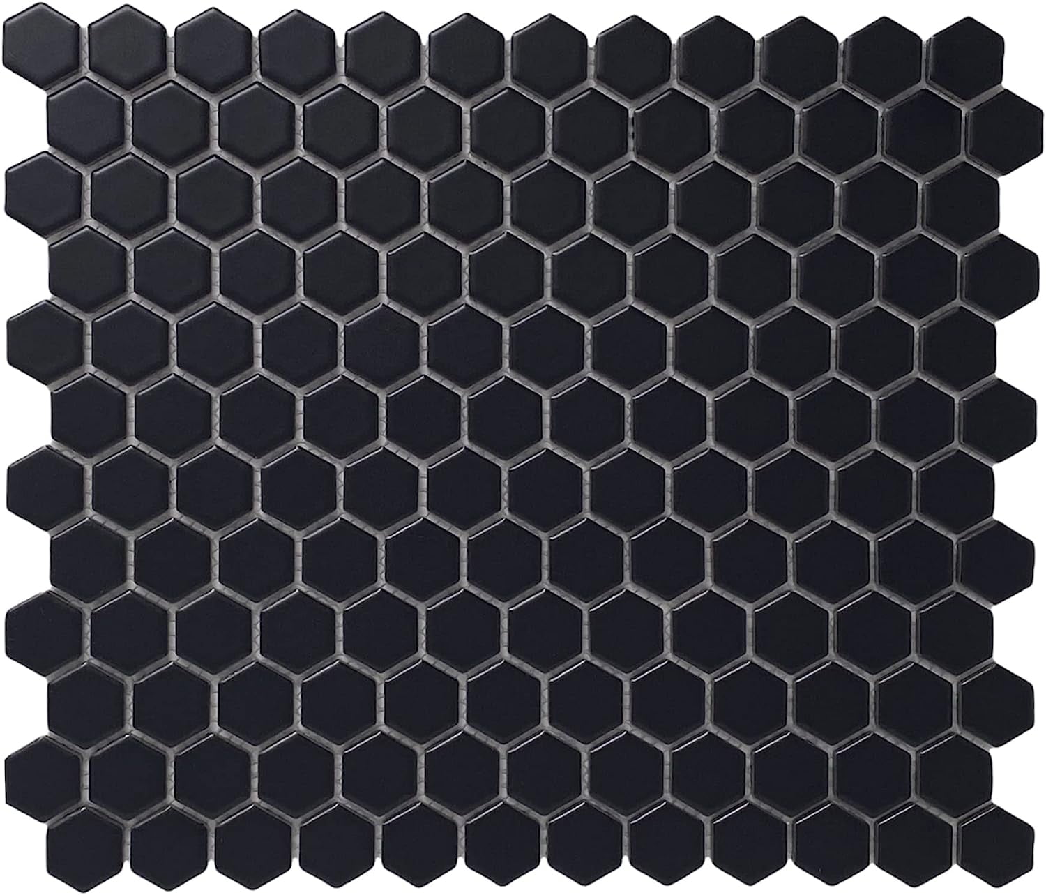 Hexagon 1 Inch Black Matte Porcelain Mosaic Floor Wall Tile Backsplash ...