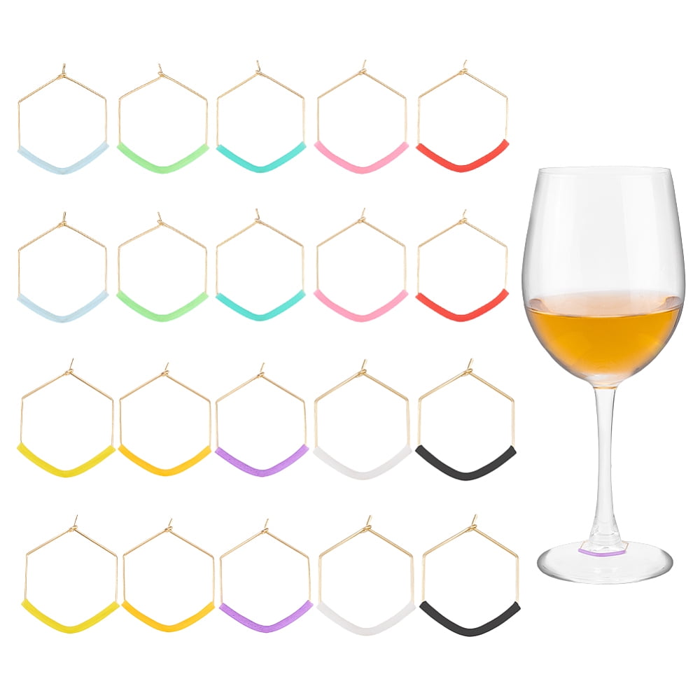 Hexagon 316 Stainless Steel Hoop Wine Glass Charms with Synthetic ...