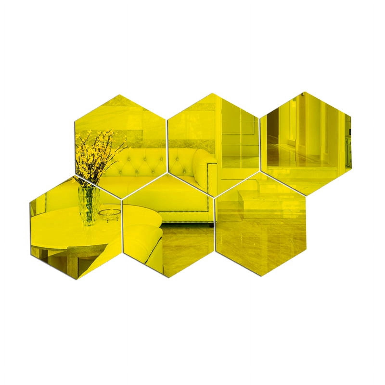 Hexagon 3D Mirror Wall Sticker Multiple Sizes DIY TV Background Living ...